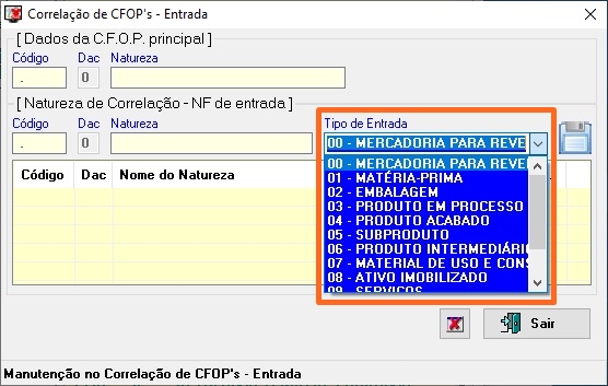Correlação de CFOP