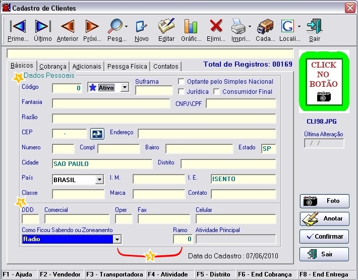 Cadastro de Clientes